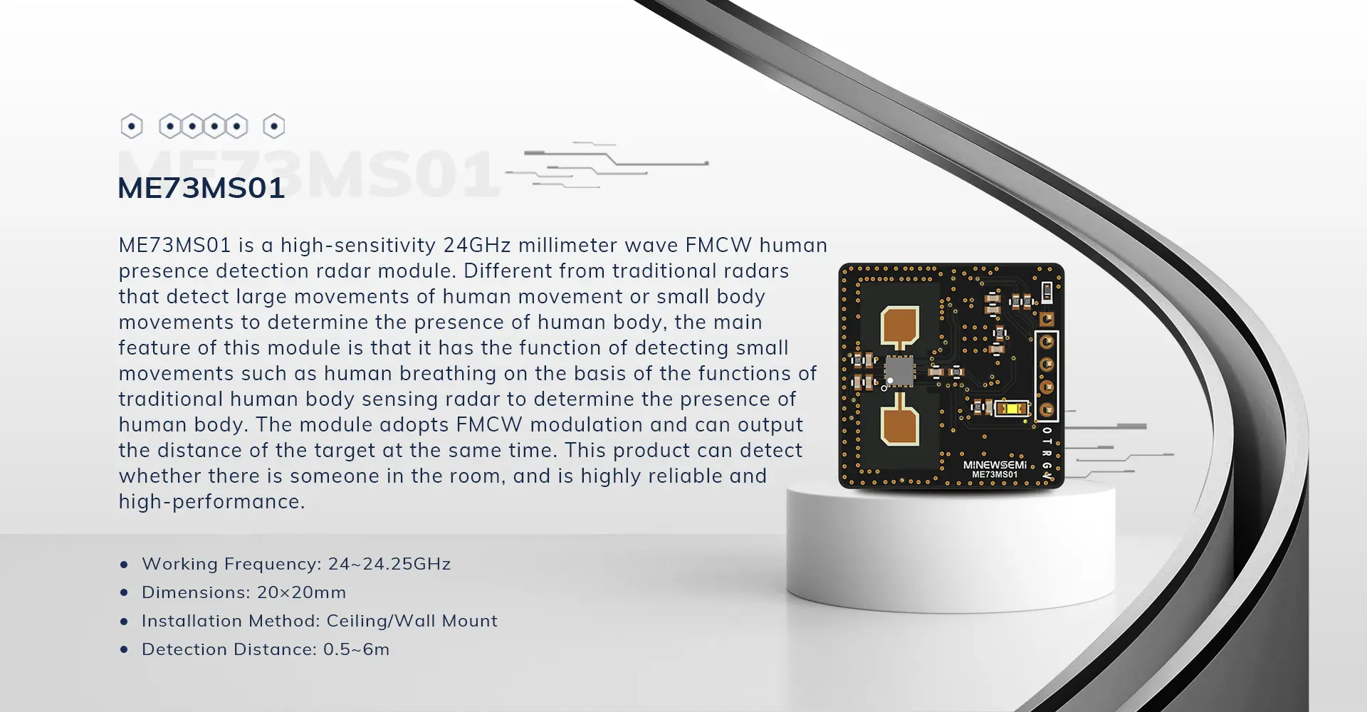 ME73MS01-24GHz Millimeter-Wave Radar Module for High-Precision Sensing